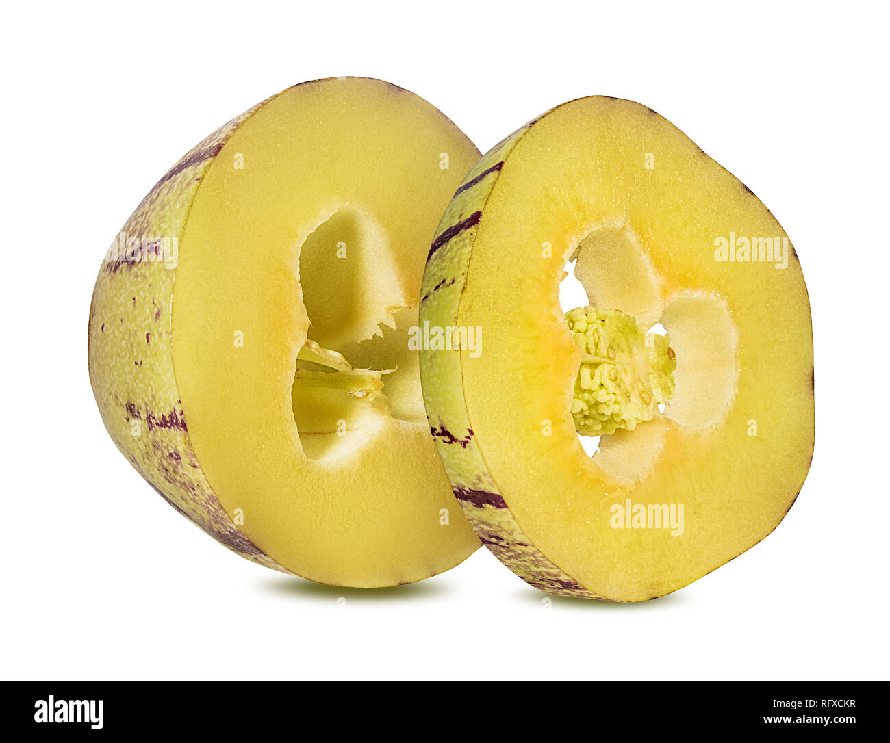 Pepino melon fruit isolated on white background. Clipping Path Stock ...
