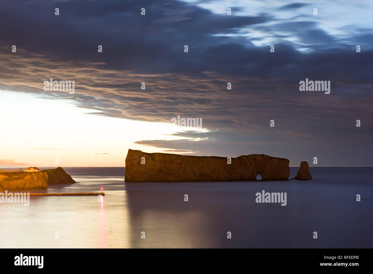 Famous Rocher Perce rock in Gaspe Peninsula, Quebec, Gaspesie region in ...