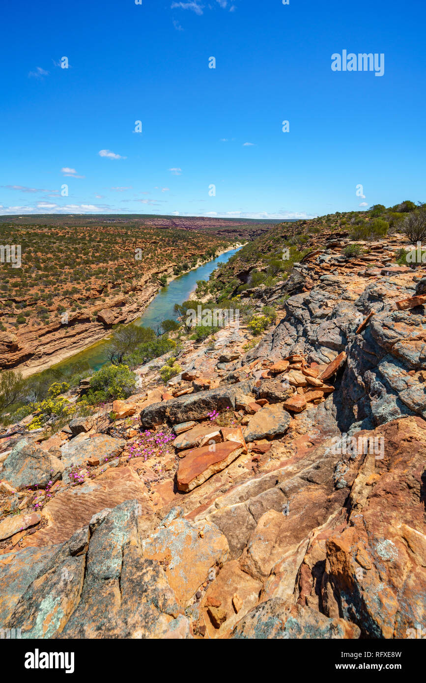 Hiking through the canyon. natures window loop trail, kalbarri national ...
