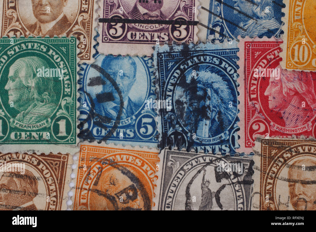 UNITED STATES - CIRCA 1920s: Pile of vintage US Postage Stamps Stock ...