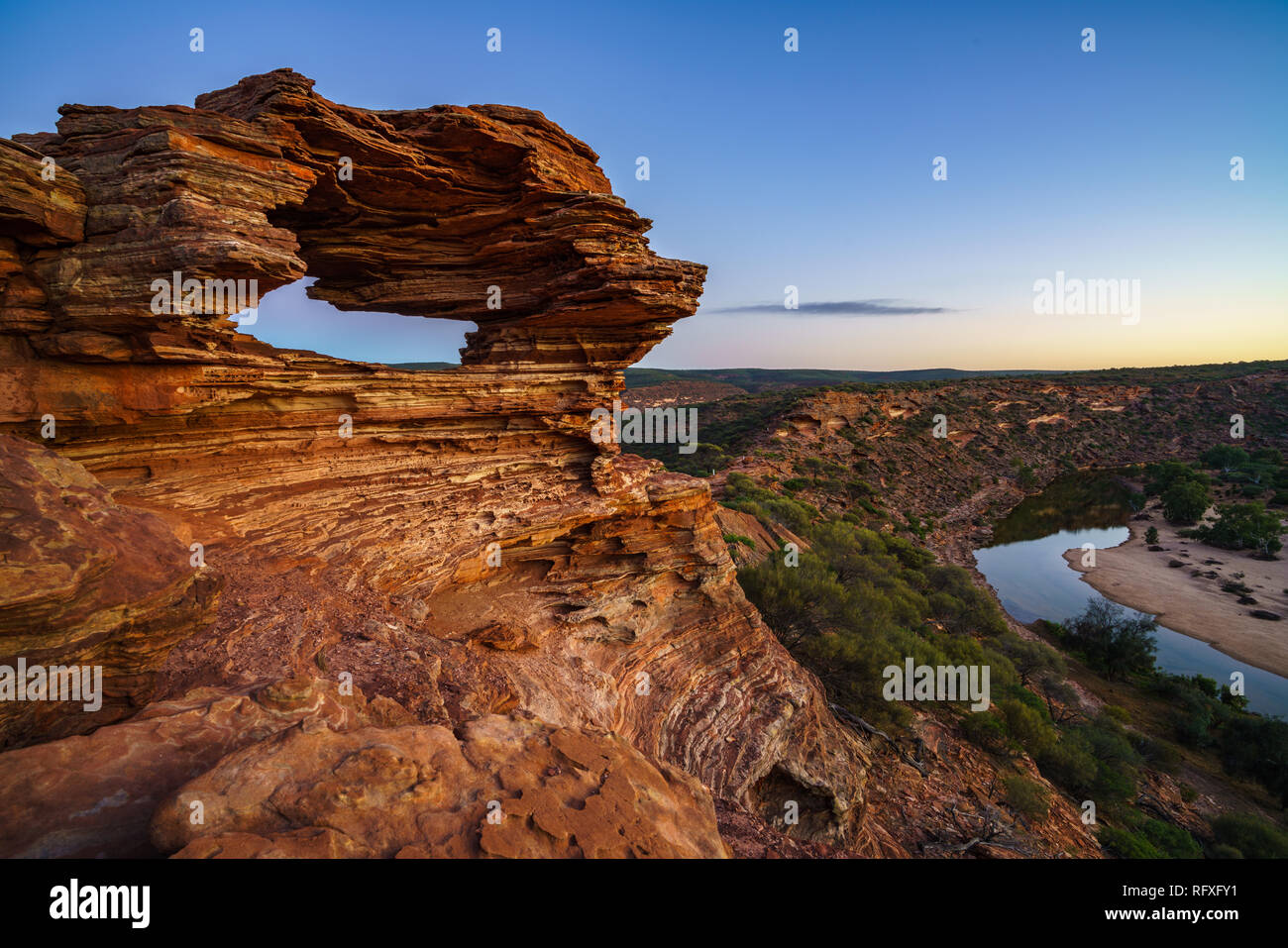before sunrise at natures window in the desert of kalbarri national ...