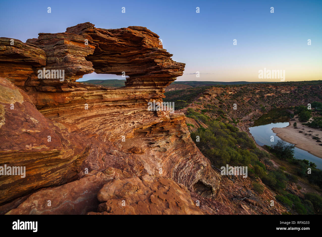 before sunrise at natures window in the desert of kalbarri national ...