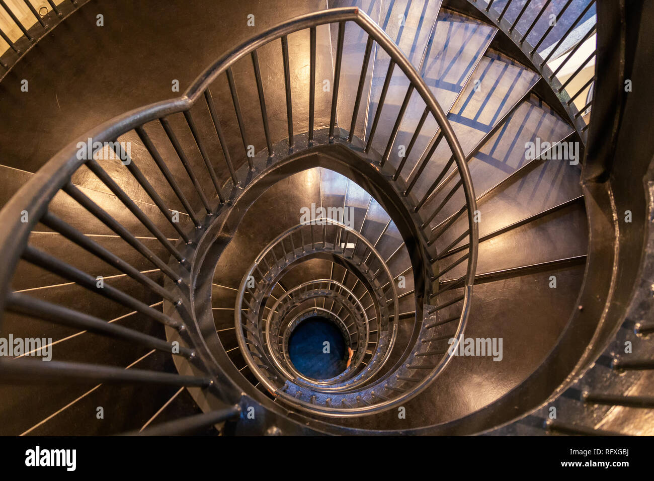 Spiral metal staircase top view Stock Photo - Alamy