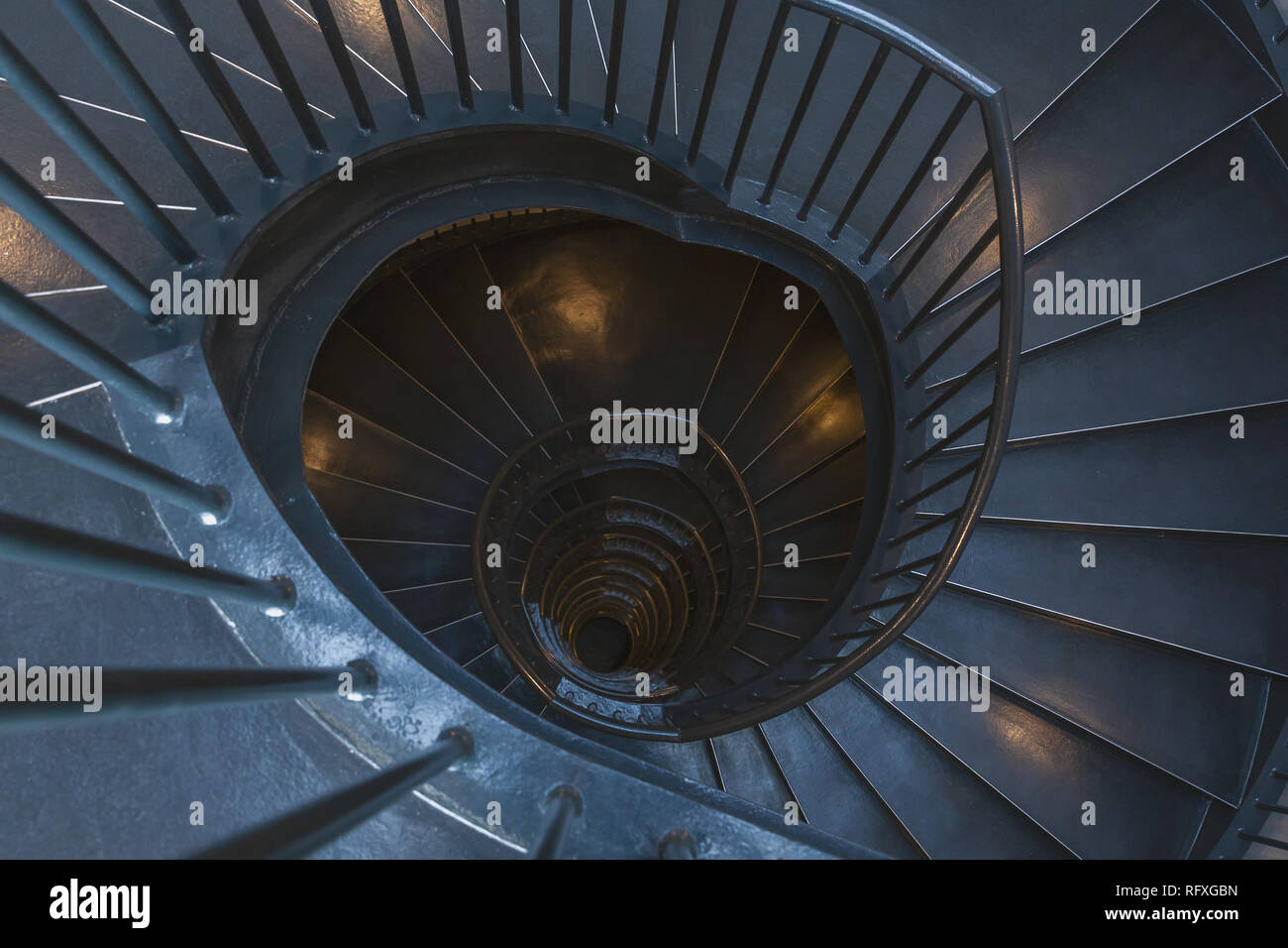 Spiral metal staircase top view Stock Photo - Alamy