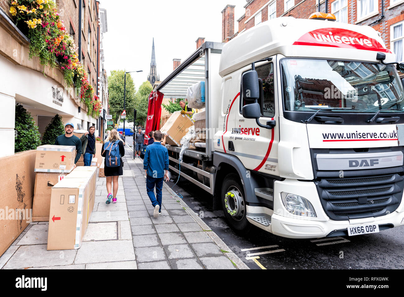 London, UK - September 12, 2018: Westminster area with road and ...