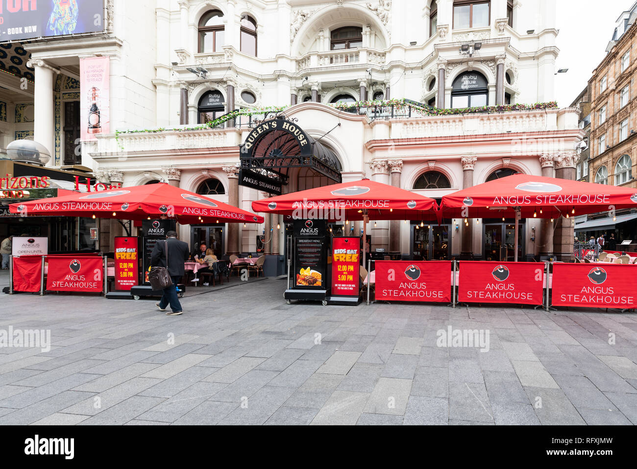 London, UK - September 12, 2018: Angus Steakhouse red restaurant by ...