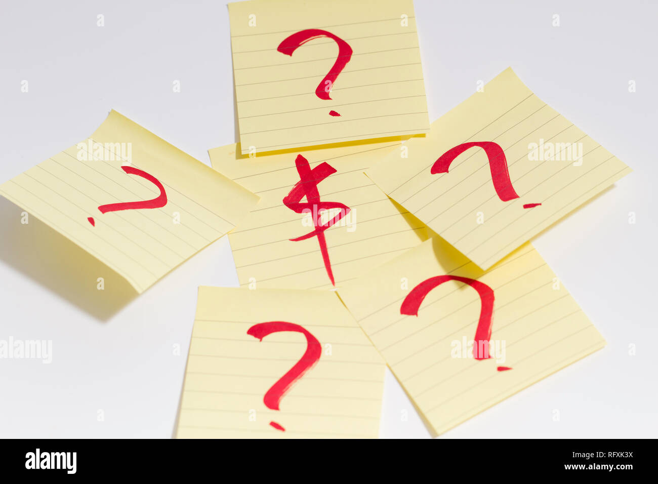 Dollar sign and question mark on label Stock Photo - Alamy