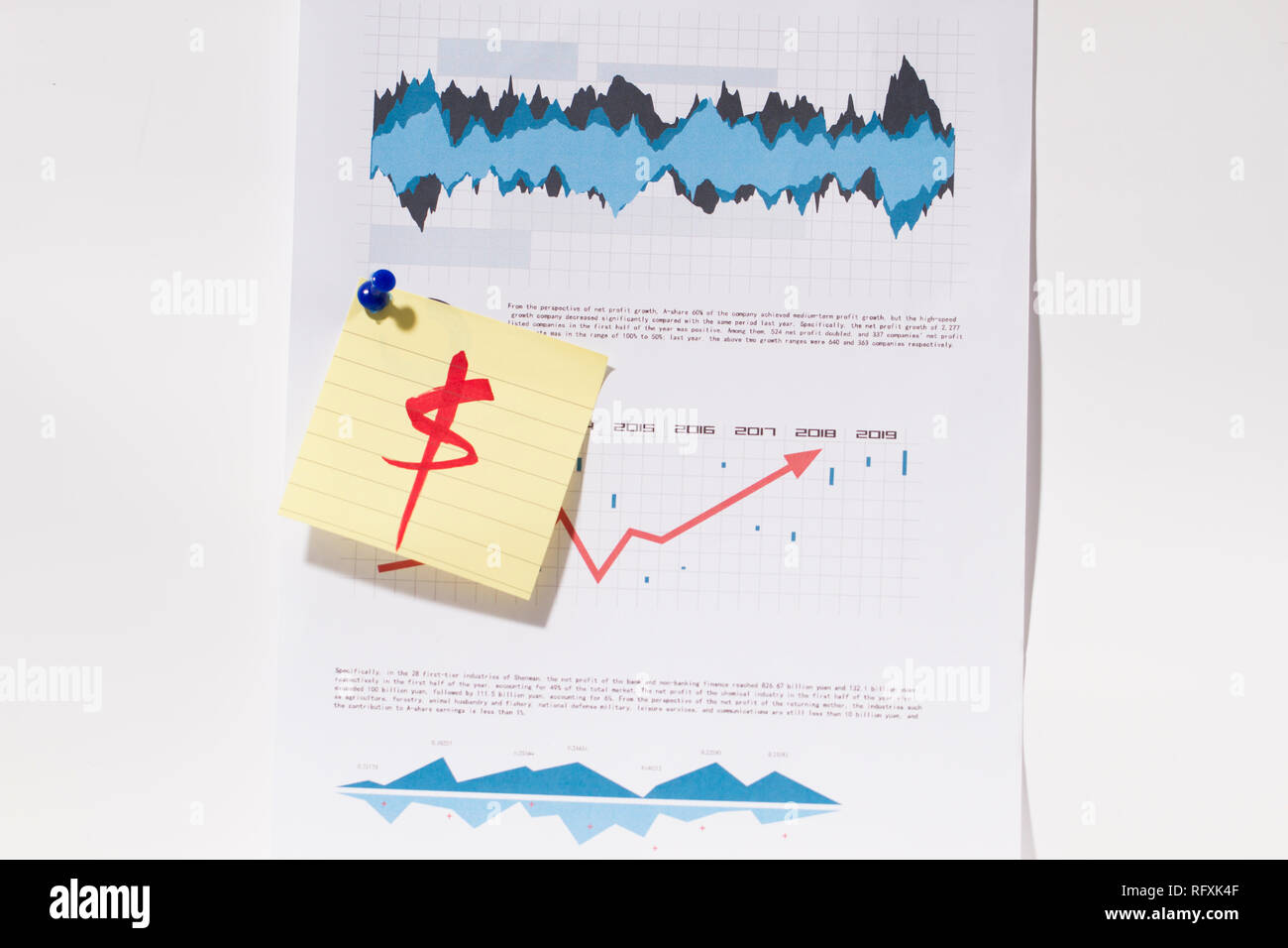 Dollar symbol on economic chart label Stock Photo - Alamy