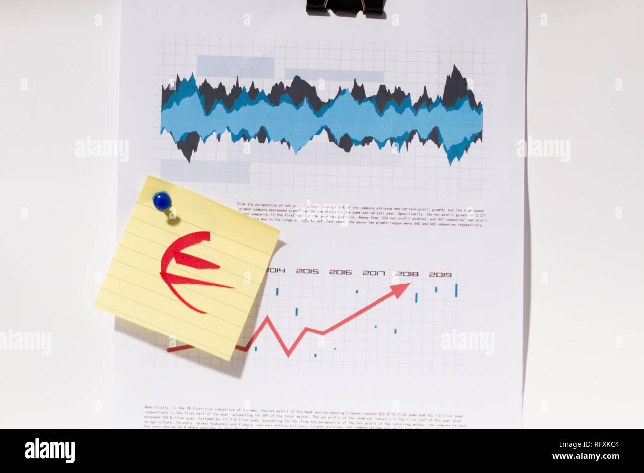 Euro symbol on economic chart label Stock Photo - Alamy