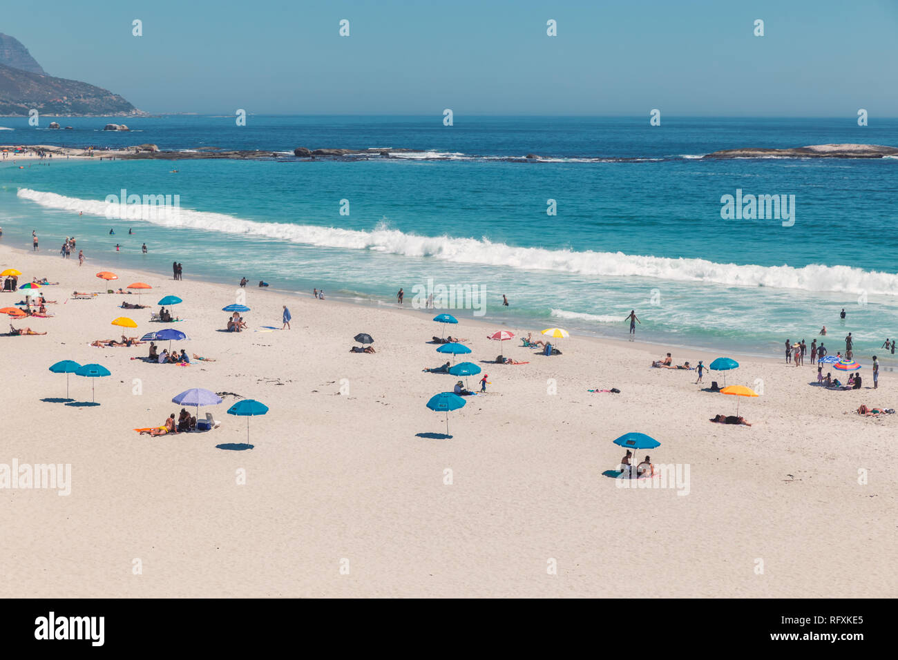 Camps bay beautiful beach with turquoise water and mountains in Cape ...