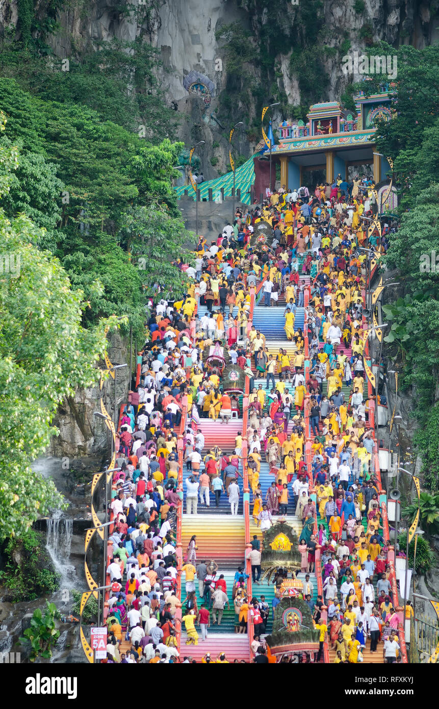 Batu Caves is a limestone hill that has a series of caves and cave ...