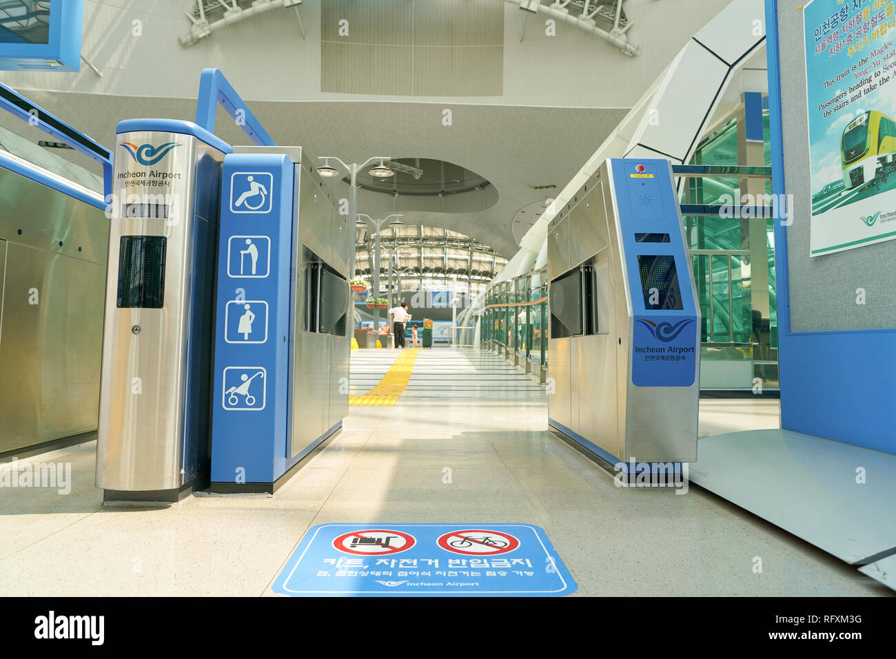 INCHEON, SOUTH KOREA - CIRCA MAY, 2017: Maglev Station gates in Incheon ...