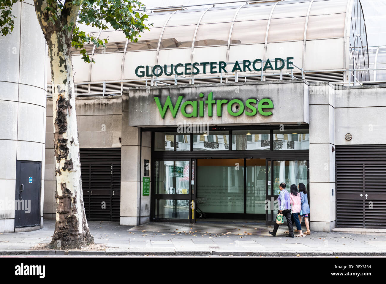 London, UK - September 16, 2018: Waitrose store grocery shopping facade ...