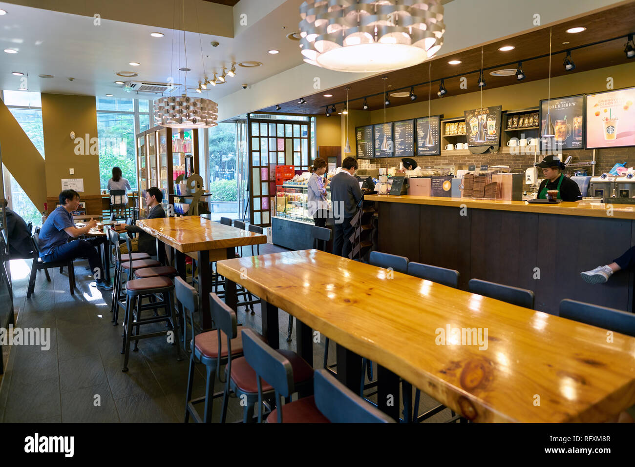 SEOUL, SOUTH KOREA - CIRCA MAY, 2017: inside Starbucks in Seoul ...
