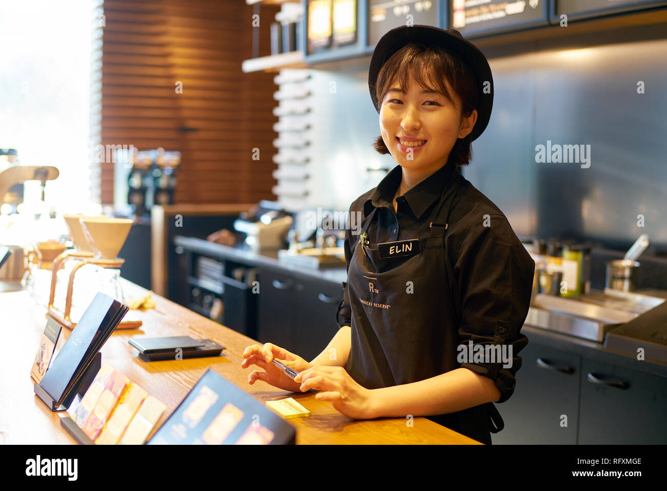 SEOUL, SOUTH KOREA - CIRCA MAY, 2017: indoor portrait of a worker at ...