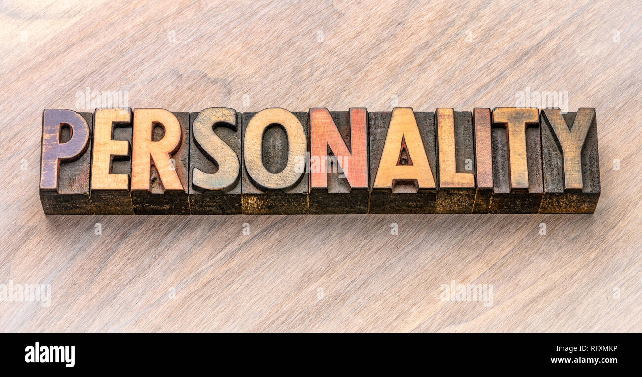 personality - word abstract in vintage letterpress wood type against ...