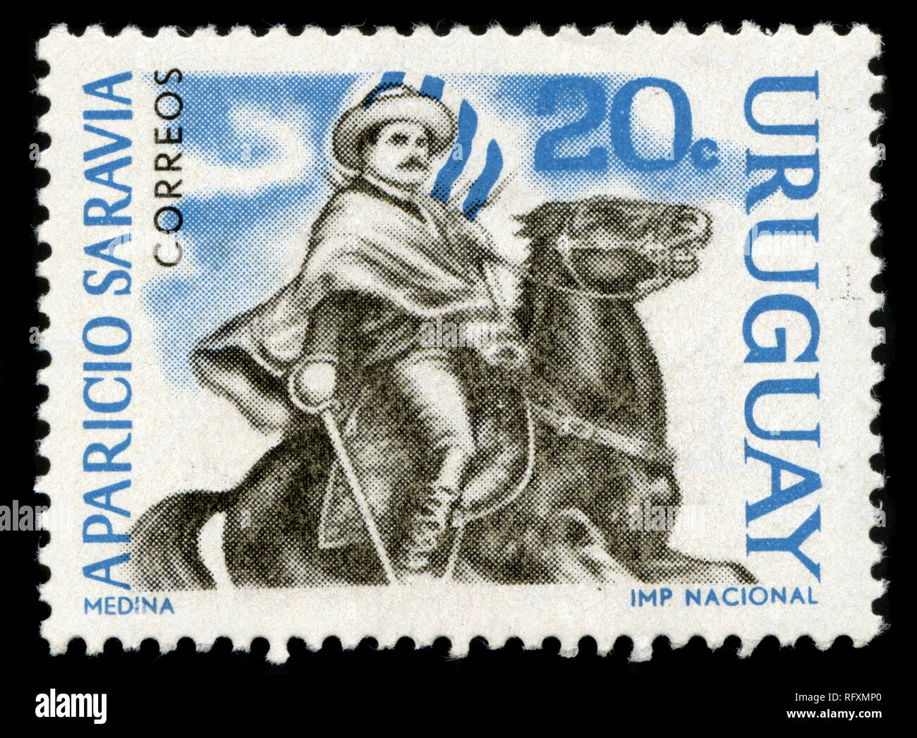 Postage stamp from Uruguay in the Freedom Fighter series issued in 1966 ...