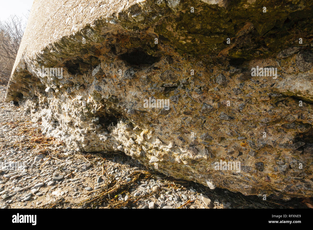 Old wall at Fort Stark in New Castle, New Hampshire during the spring ...