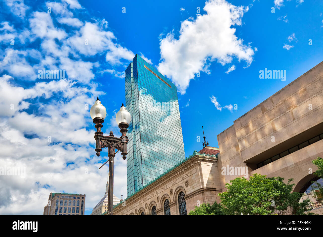 Boston Public Library entrance facing Copley Square Stock Photo - Alamy