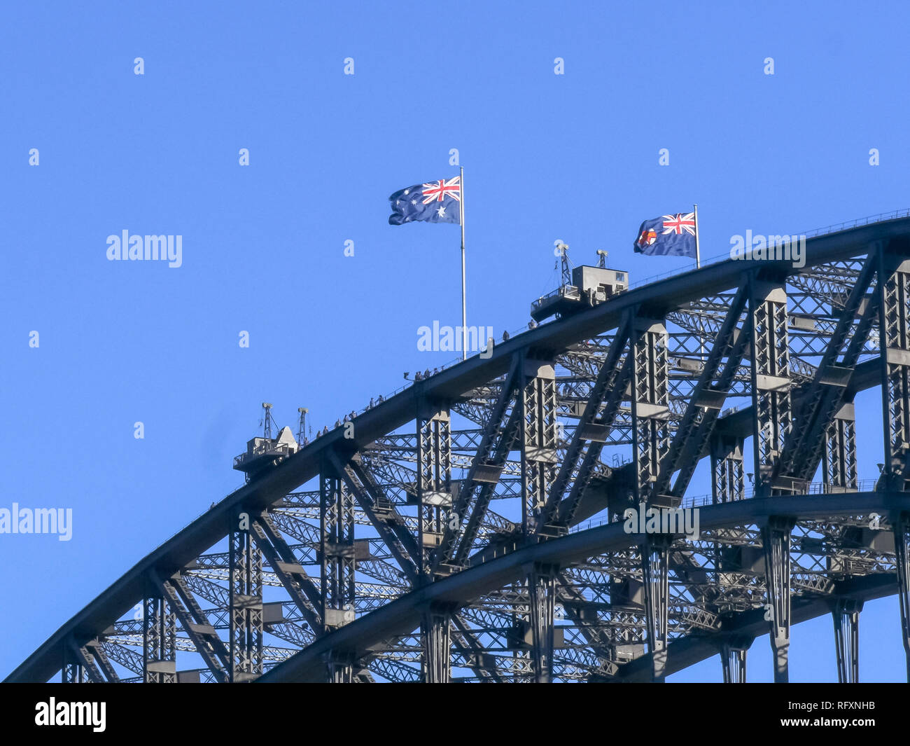 close up of sydney harbour bridge and australian flag Stock Photo - Alamy
