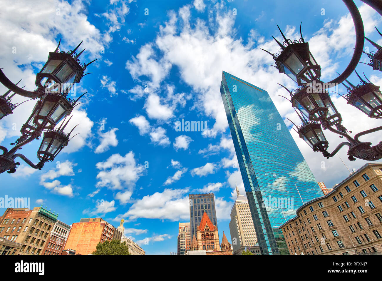 Boston Public Library entrance facing Copley Square Stock Photo - Alamy