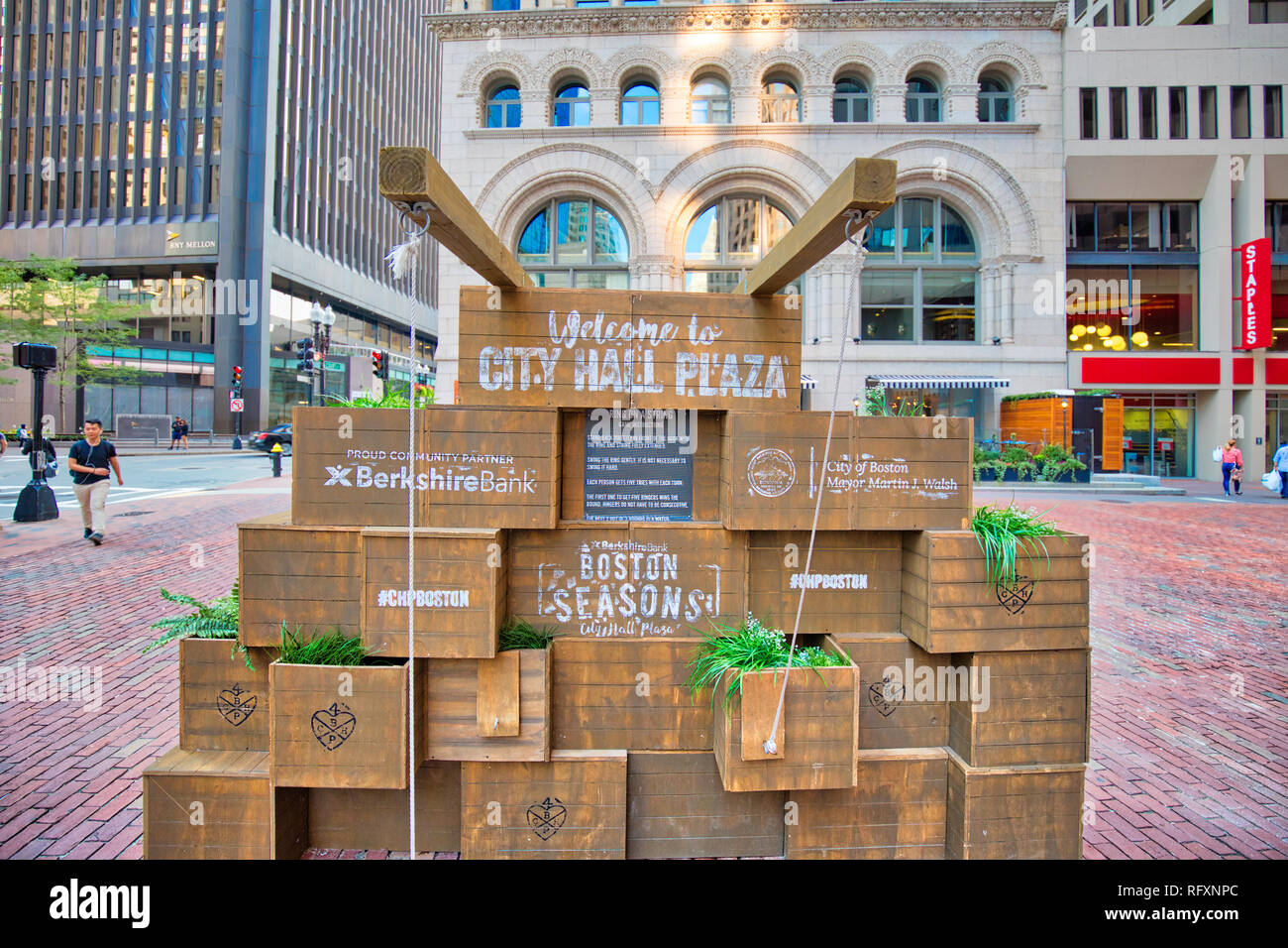 Boston, MA, USA-October 29, 2018: Central City Hall Plaza in Boston ...