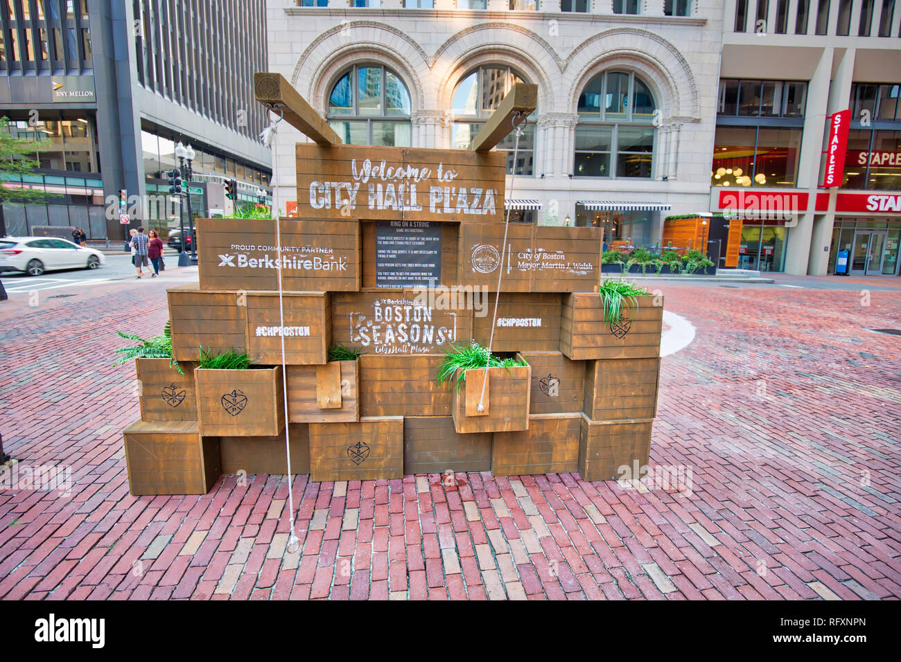 Boston, MA, USA-October 29, 2018: Central City Hall Plaza in Boston ...