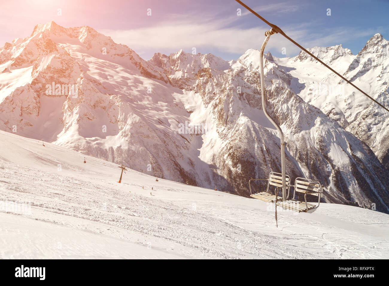 Double chairlift hi-res stock photography and images - Alamy