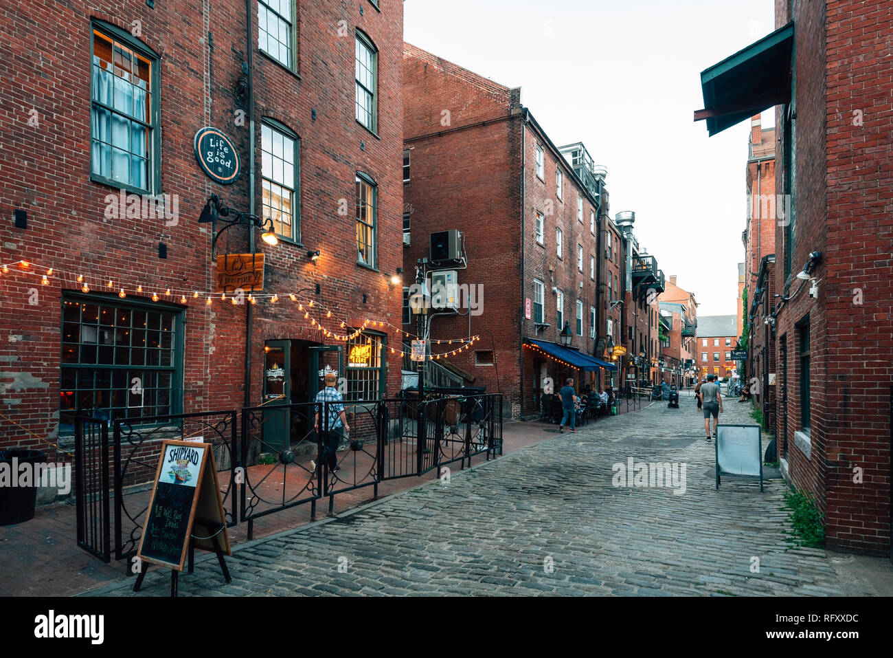 Wharf Street, a cobblestone street in Portland, Maine Stock Photo - Alamy