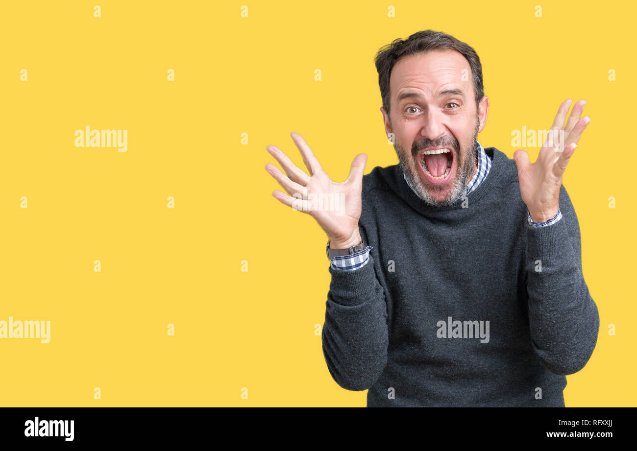 Handsome middle age senior man wearing a sweater over isolated ...