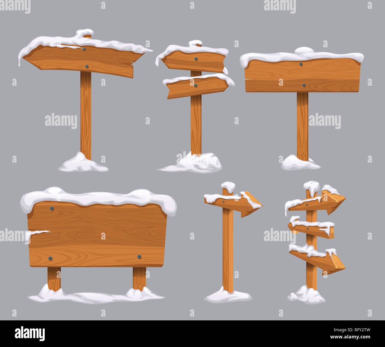 wooden directional signs set with snow Stock Vector Image & Art - Alamy