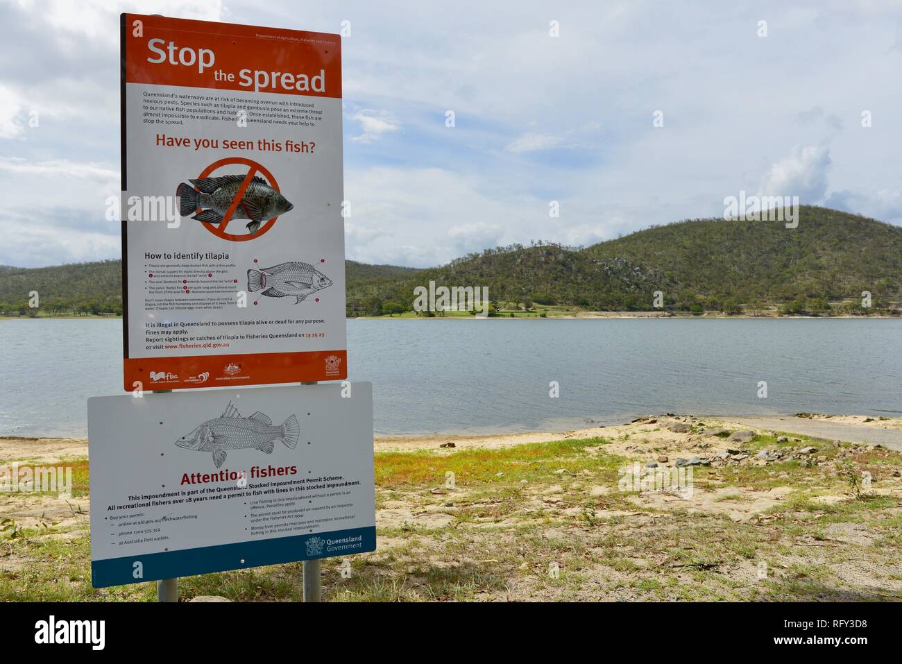 Stop the spread of tilapia sign hi-res stock photography and images - Alamy