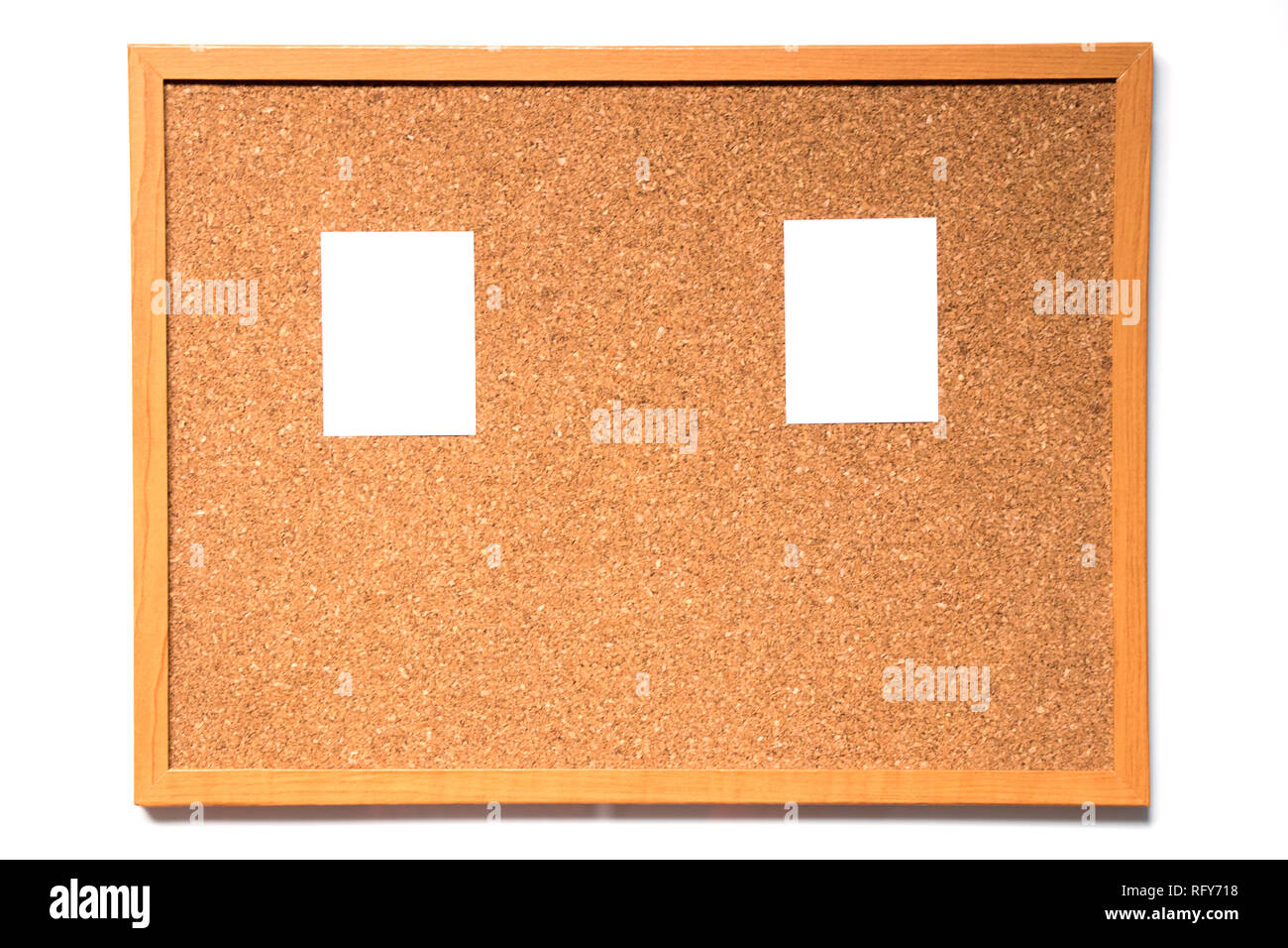 Brown cork board with wood frame and have paper to note attachment on ...