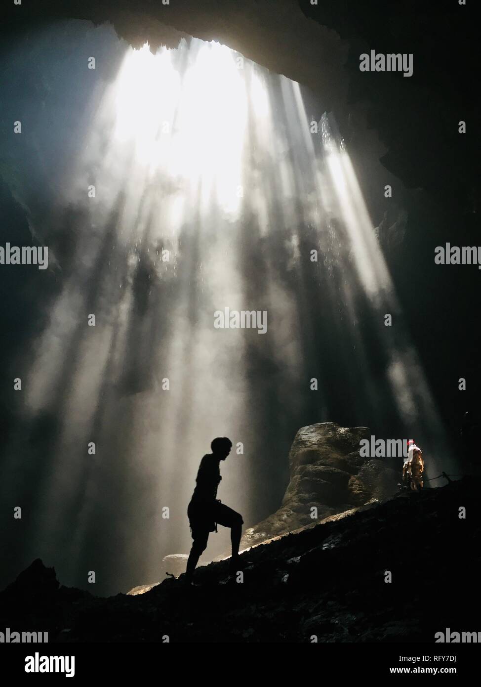 Exploring the beauty of the Gua Jomblang Stock Photo - Alamy