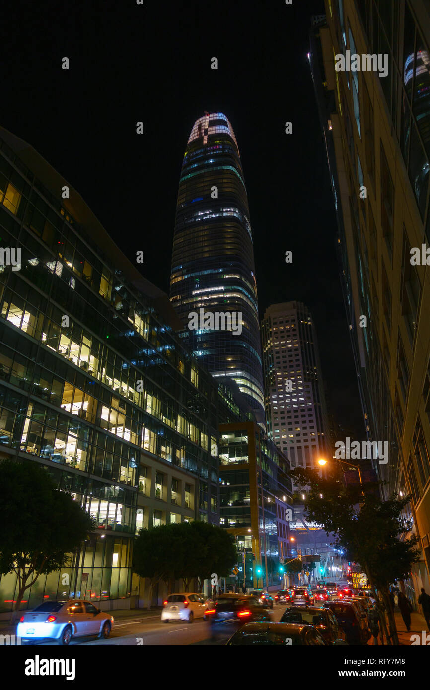 City life at downtown at night Stock Photo - Alamy