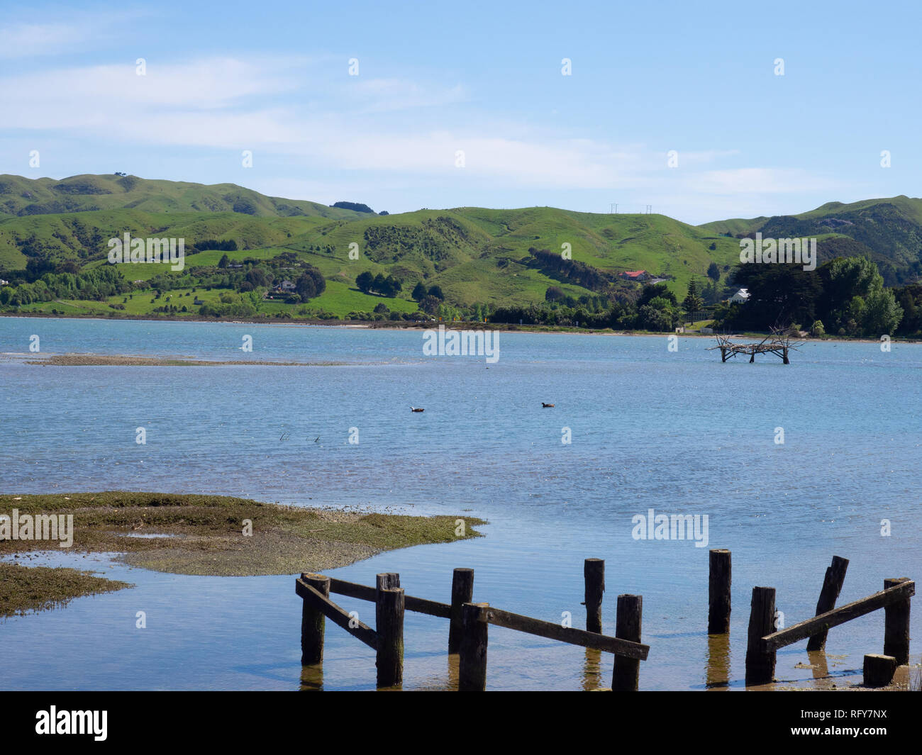 Landscape To The Hills Across Pauatahanui Inlet Stock Photo - Alamy