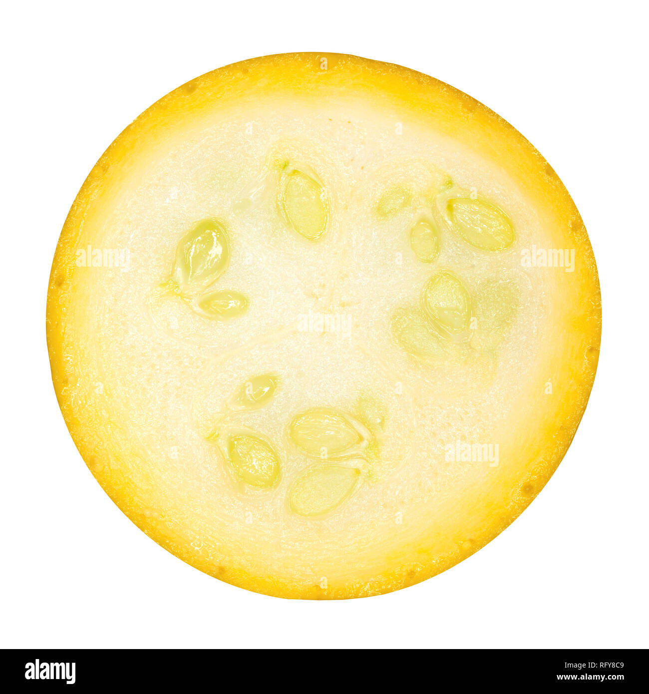 cross section of yellow zucchini isolated on white Stock Photo - Alamy