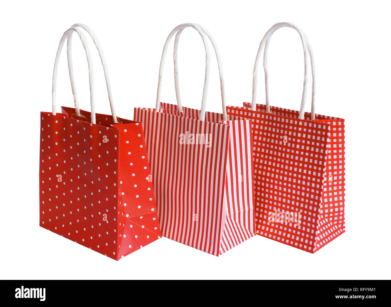 Three paper bags isolated on white Stock Photo - Alamy