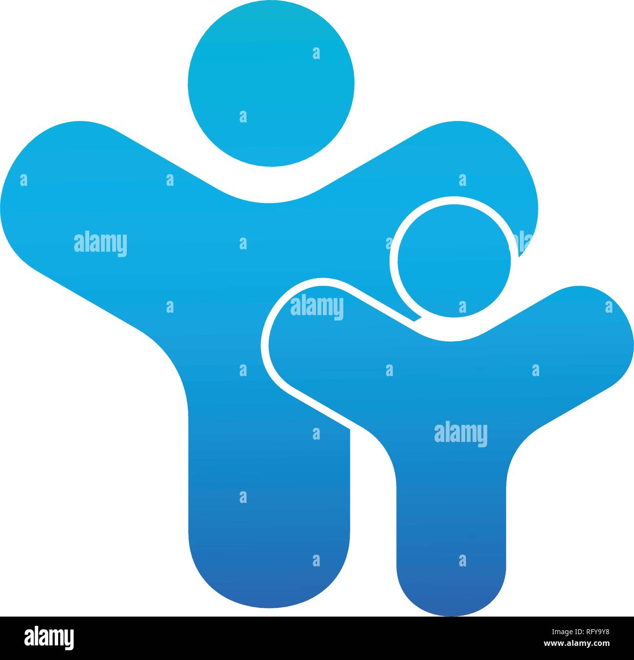 Adoult and child logo. Fathers or mathersday concept. Parenting ...