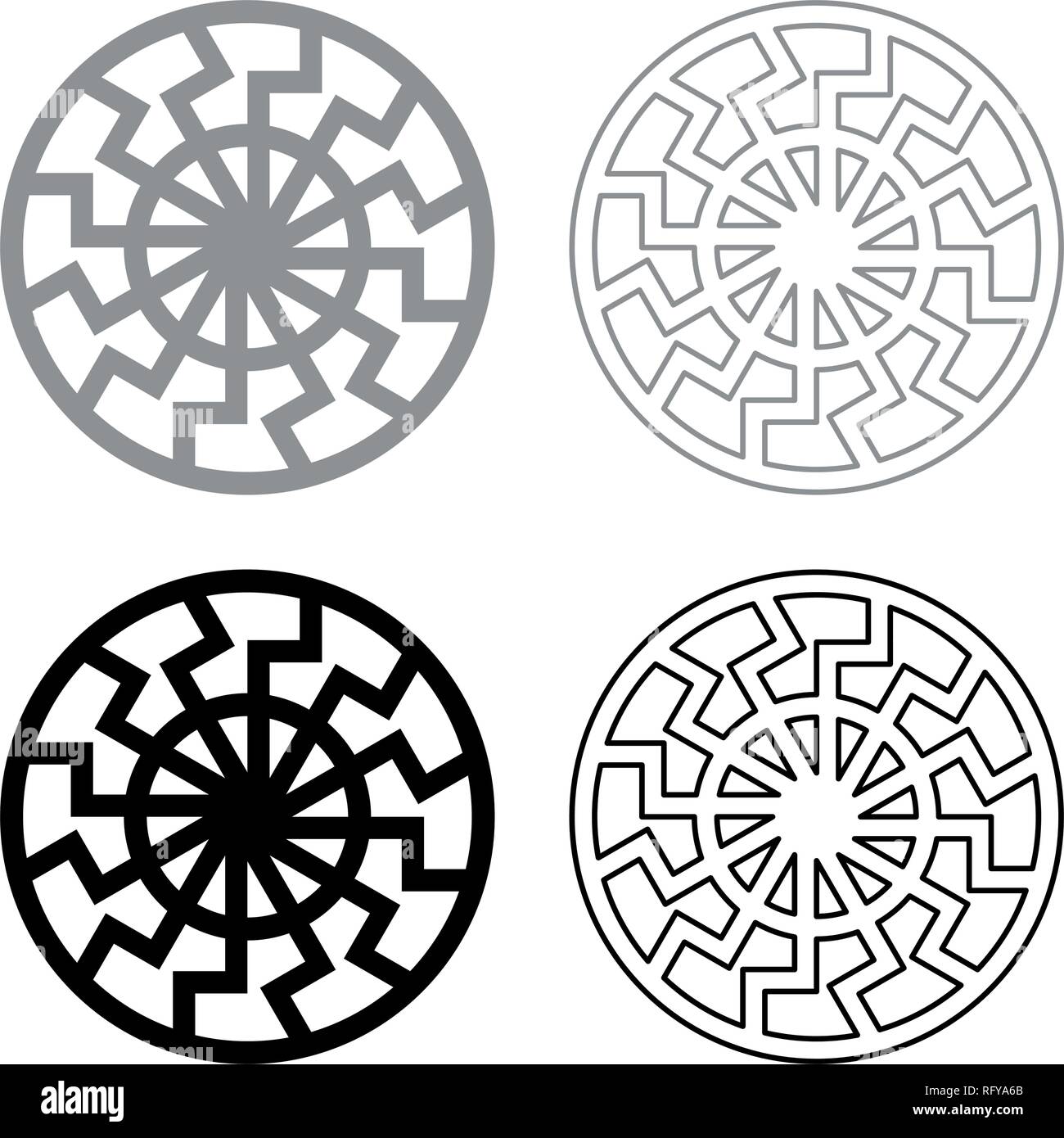 set grey black sun symbol icon set grey black color vector I outline ...