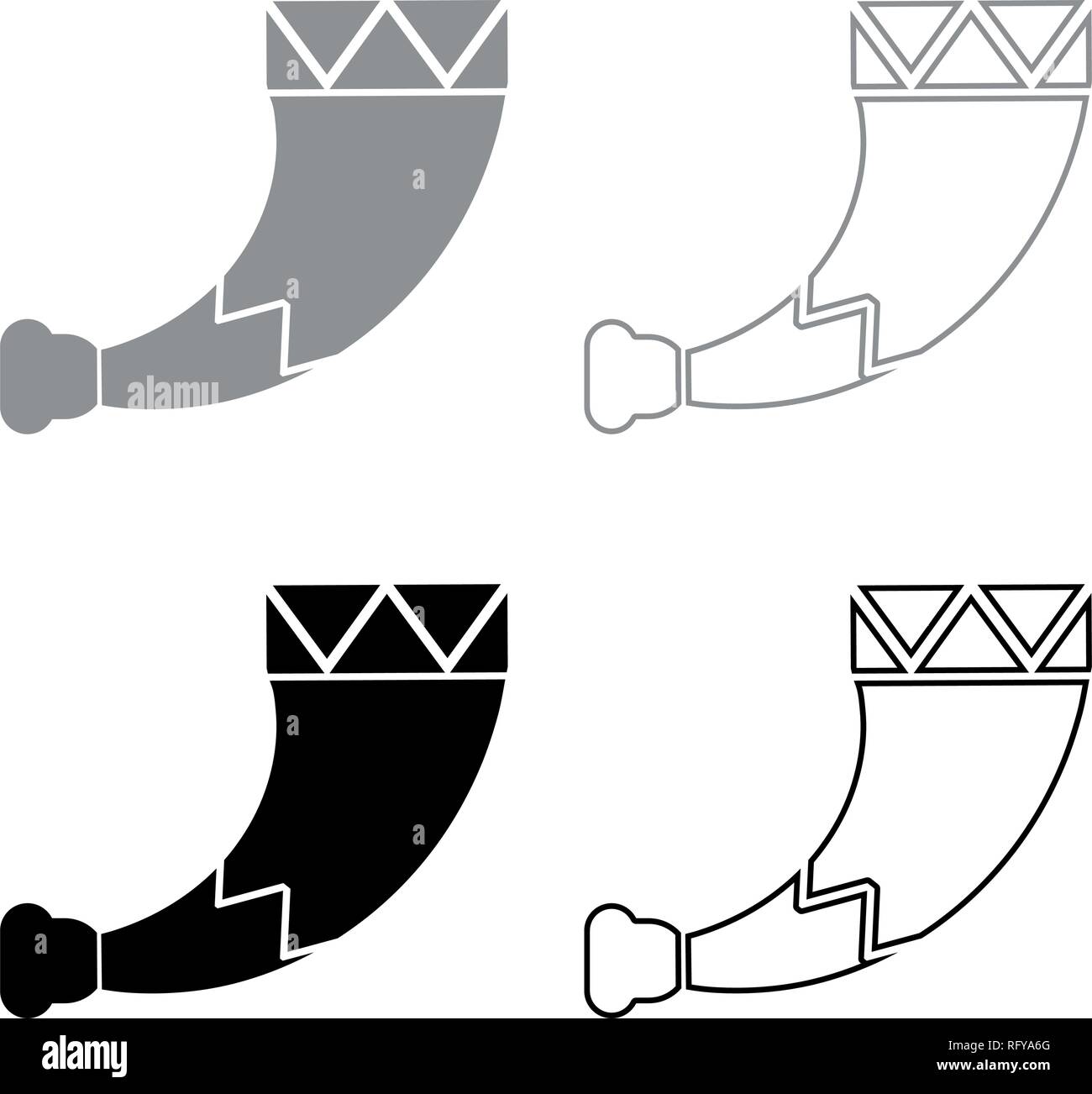 Horn viking icon set grey black color vector I outline flat style ...
