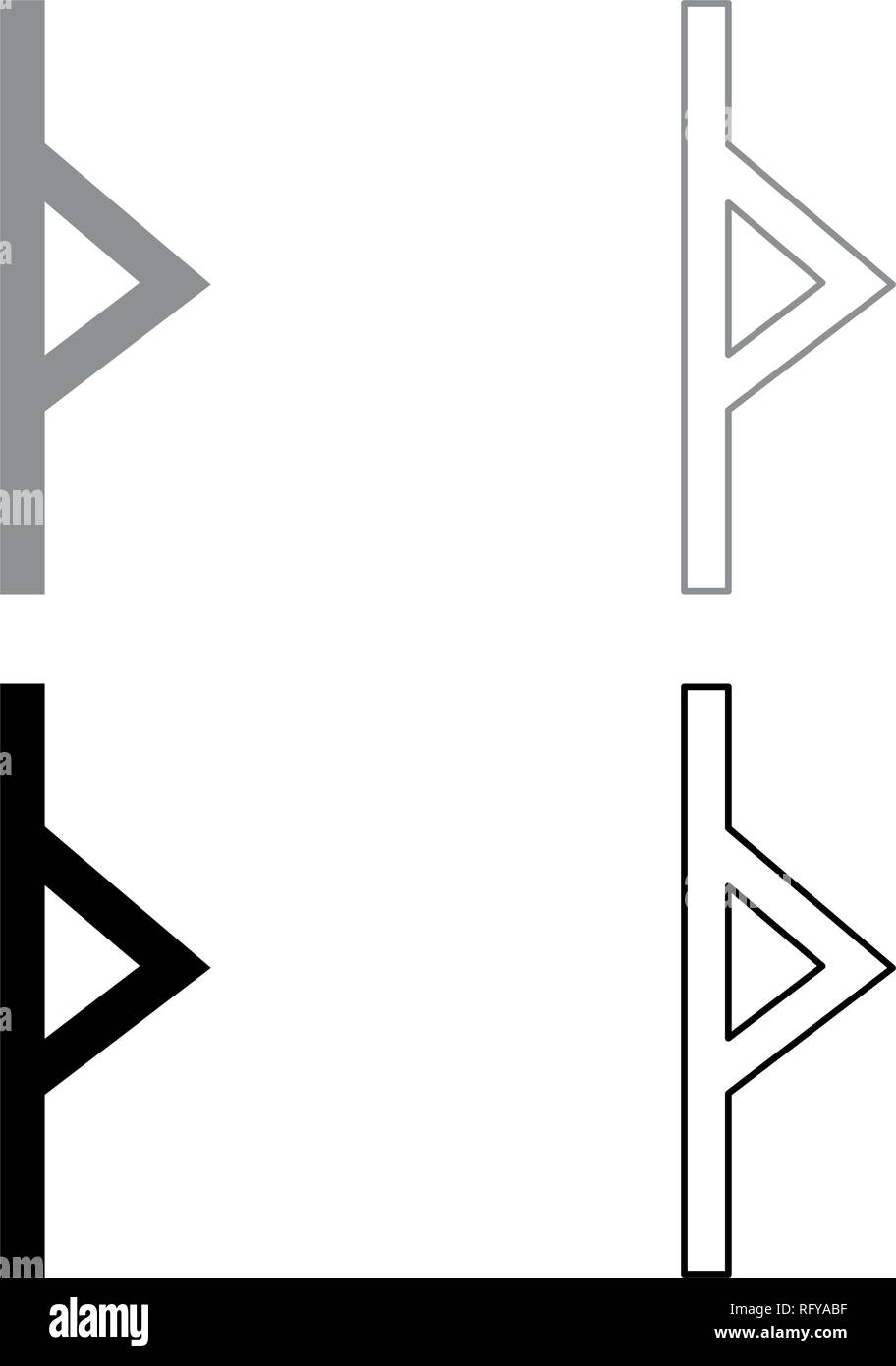 Thurisaz rune Tpurizas Tor Thorn icon set grey black color vector I ...