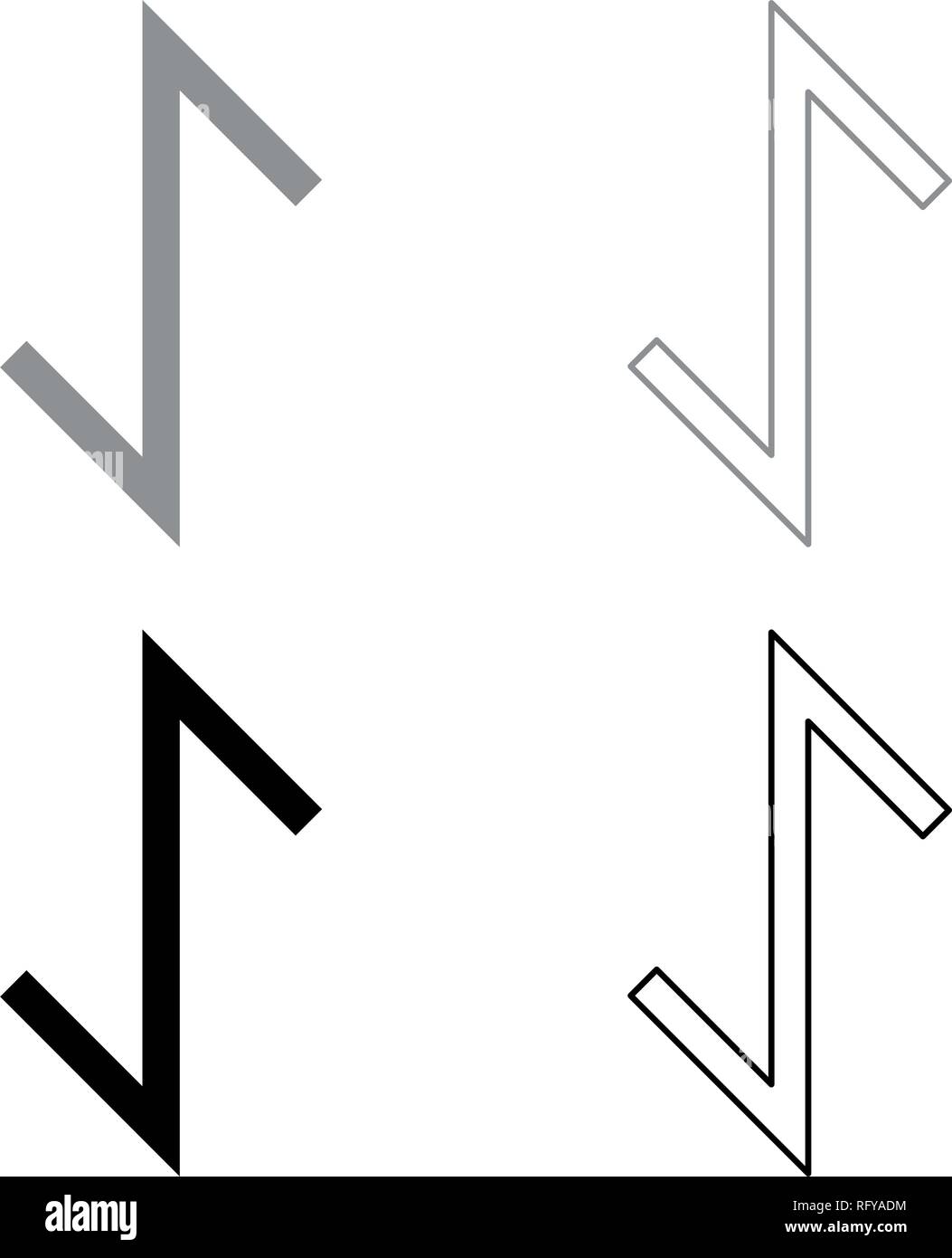 Eywas rune yew strength egis symbol icon set grey black color vector I ...