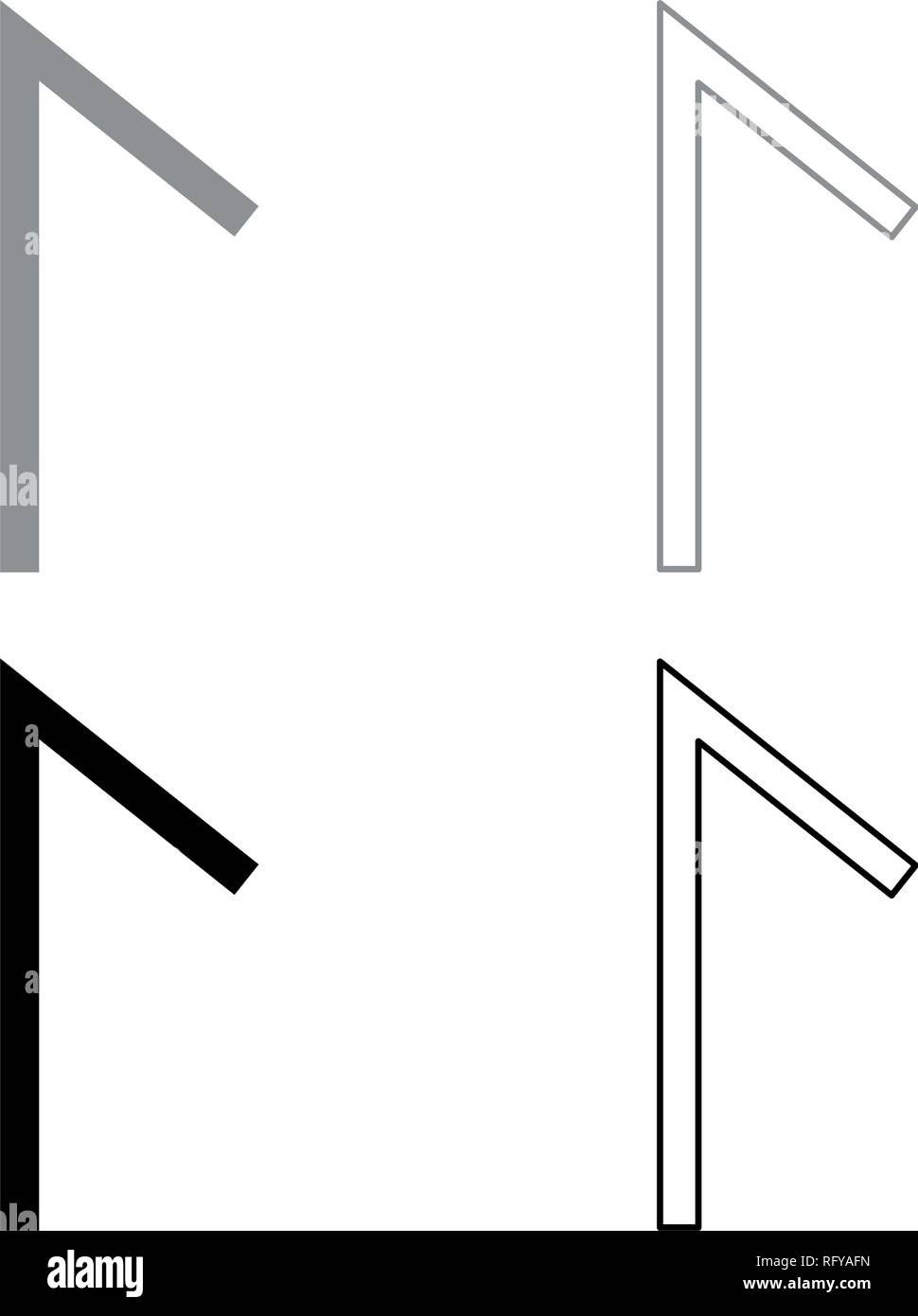 Lagu rune Laguz lake lagoon symbol icon set grey black color vector I ...