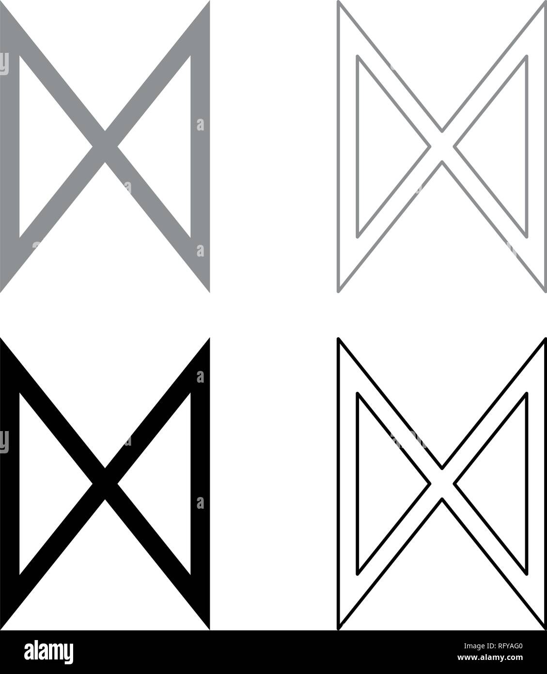 Dagaz rune dawn day symbol icon set grey black color vector I outline ...