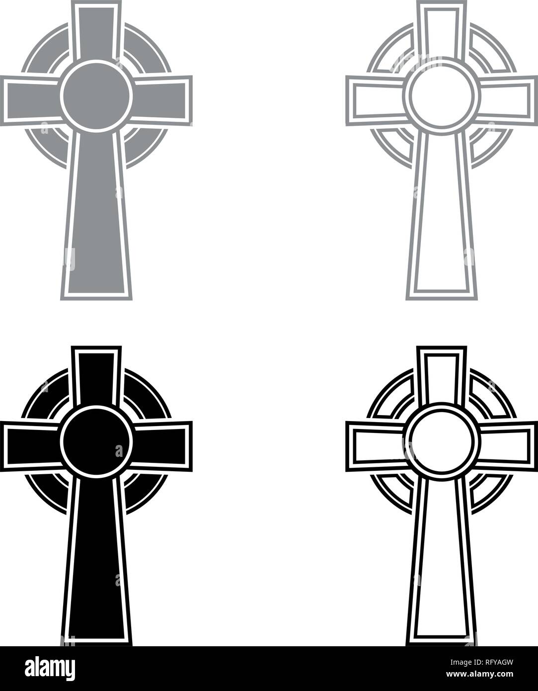 Celtic cross icon set grey black color vector I outline flat style ...