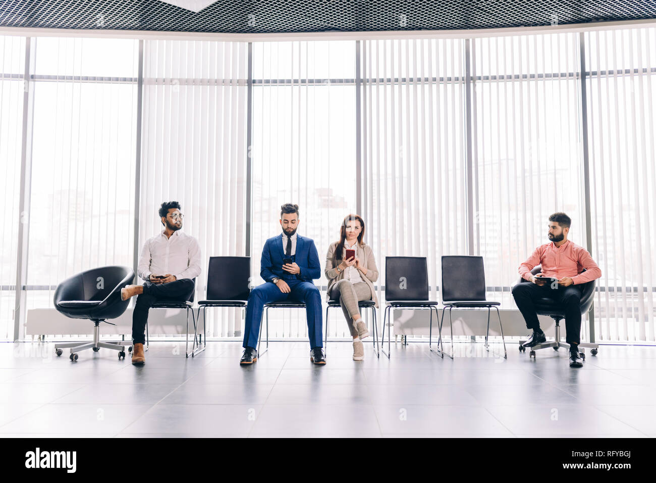 mixed race people preparing for job interview Stock Photo - Alamy