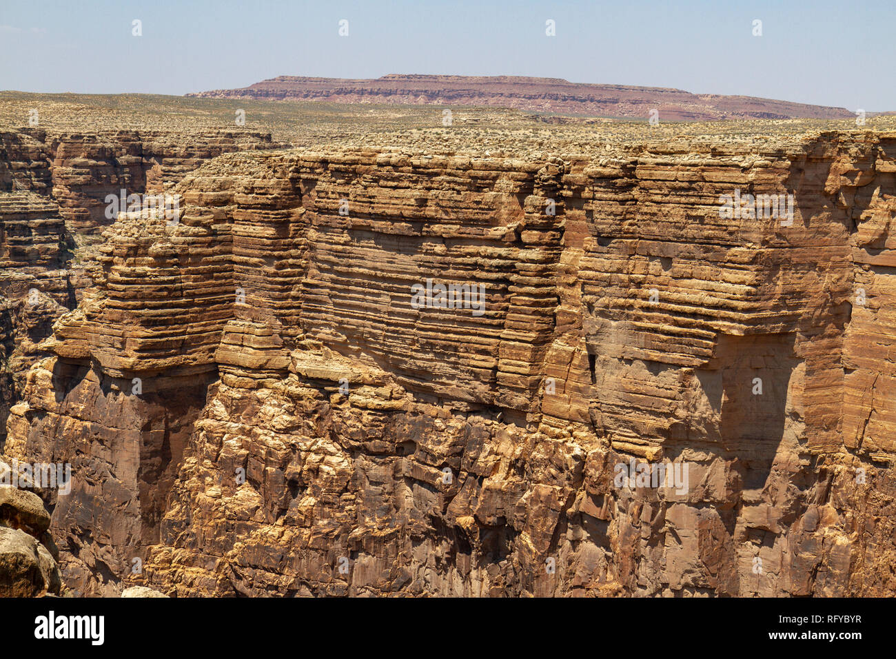 Detail showing the rock formations above Little Colorado River inside ...