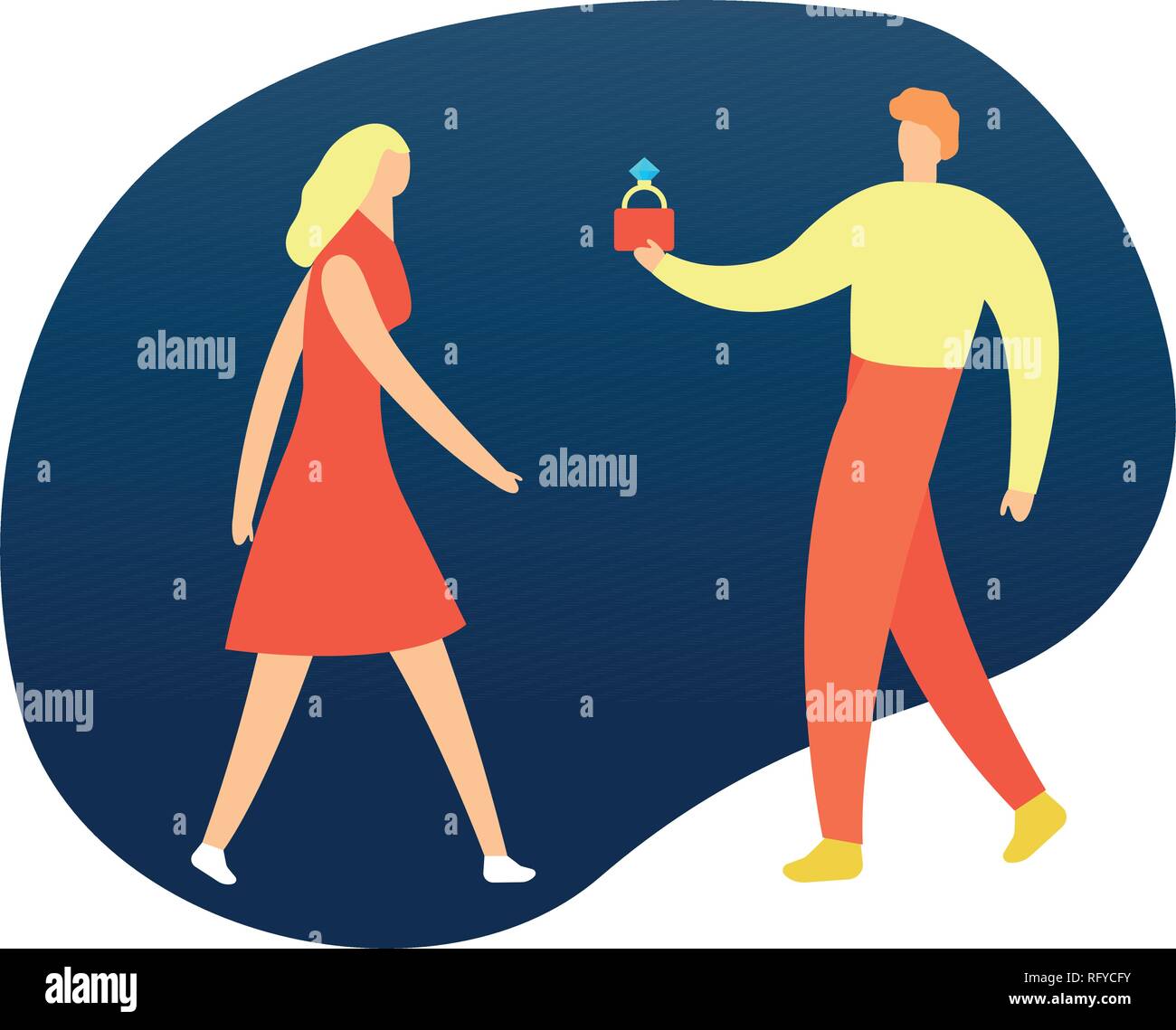 Man holding wedding ring and making a proposal to his girlfriend ...