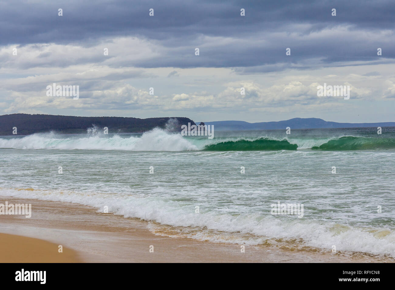 broad expanse of Adventure Bay beach Bruny Island with Cape Raoul in ...